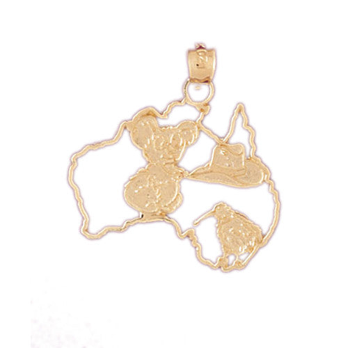 14K GOLD TRAVEL MAP CHARM - AUSTRALIA #5063